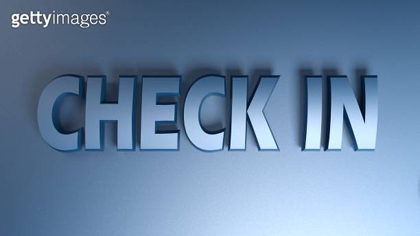 CHECK IN blue write on blue shiny background - 3D rendering ...