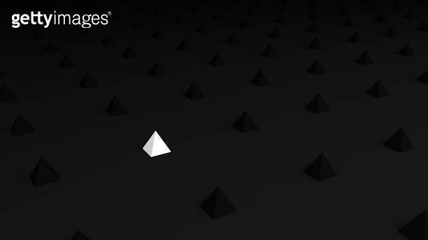 The Glowing white Triangle box is surrounded by many black Triangle box ...