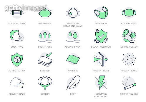 Medical masks line icons. Vector illustration included icon - n95 ...