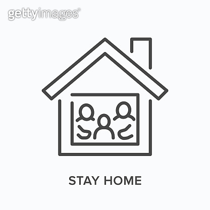 Stay home, domestic quarantine line icon. Vector outline illustration ...