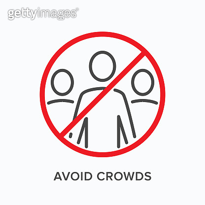 Avoid crowds line icon. Vector outline illustration of no people in ...
