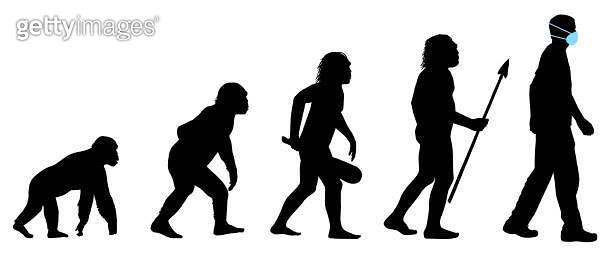 Evolution of the Human with Medical Face Mask 이미지 (1219248909) - 게티이미지뱅크