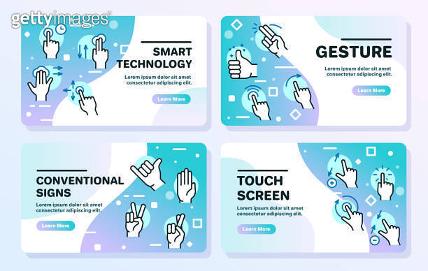 Gesture color linear icon set. Editable stroke. 이미지 (1210552692) - 게티이미지뱅크