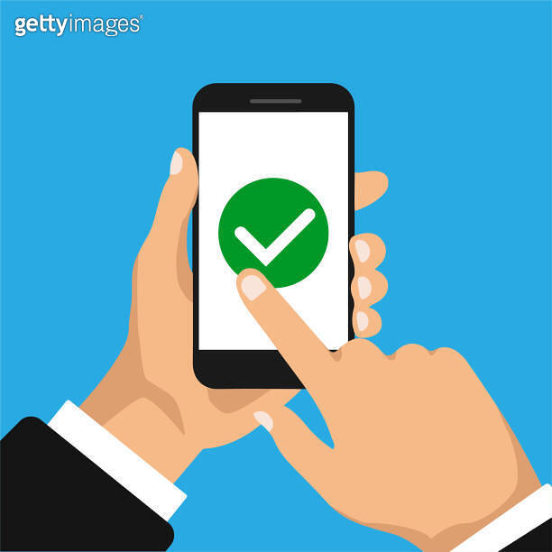 Check box on a smartphone screen. 이미지 (1227632101) - 게티이미지뱅크