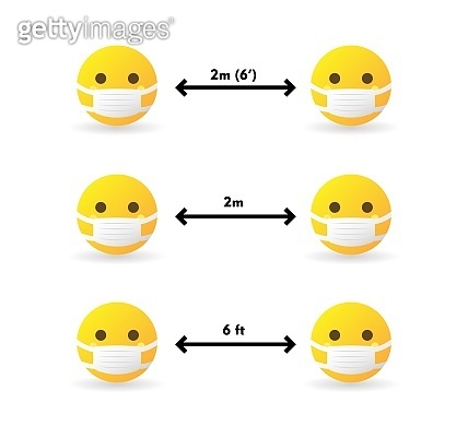 Keep safe distance signs set. Preventive measures, keep 1 meter or 2 ...