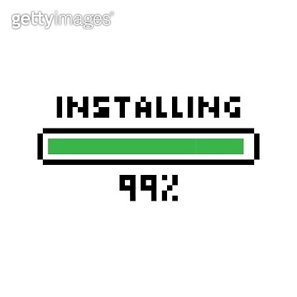 Pixel art Installing green loading bar with loading status 99 percent ...