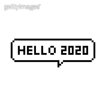 Pixel art 8-bit speech bubble hello 2020 year - isolated vector ...