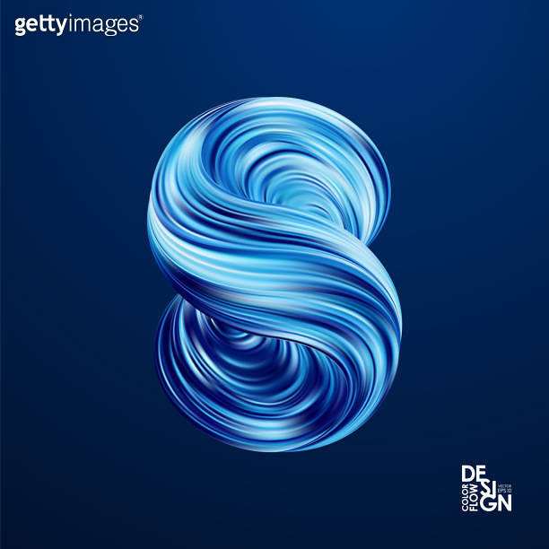 Abstract 3d blue color twisted flow shape of liquid fluid. (1224163858 ...