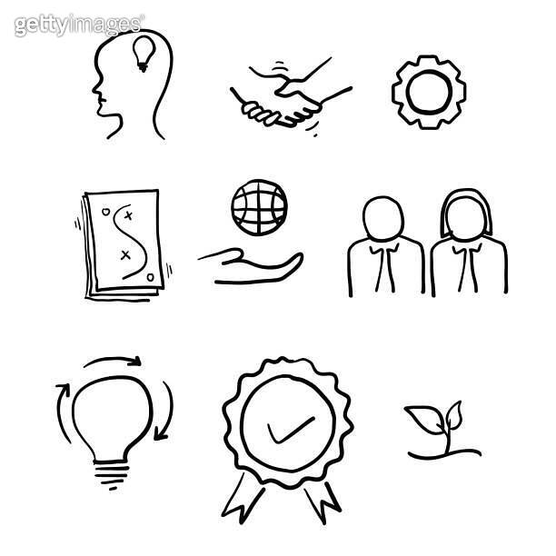 hand drawn Core Values symbol collection. Mission, integrity value icon ...