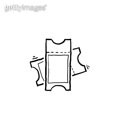 hand drawn Ticket icon vector. Line raffle ticket symbol.doodle style ...