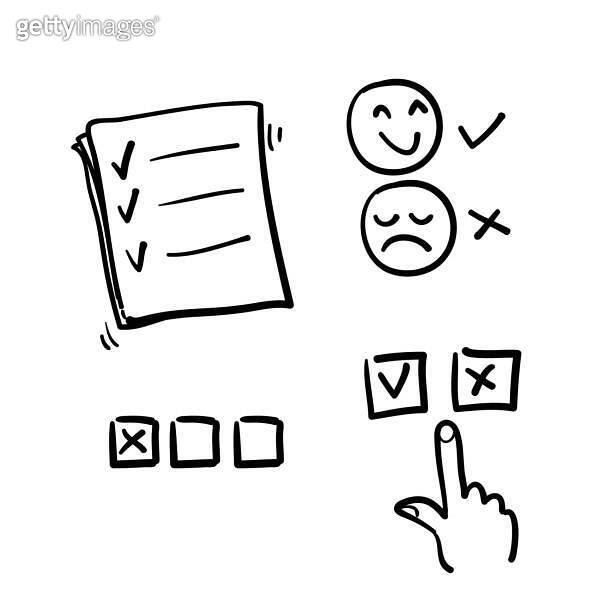 hand drawn Simple Set of Survey Related Vector Line Icons with doodle ...