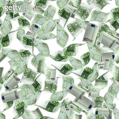 Money stack seamless pattern. Falling banknotes. European money on ...