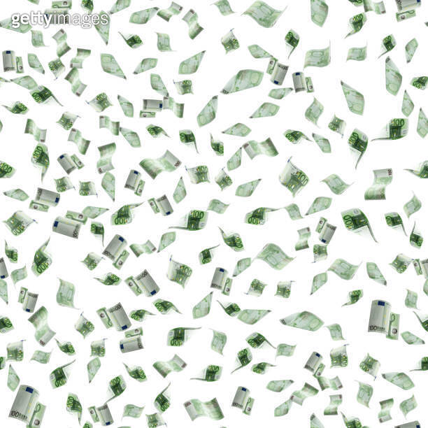 Money stack seamless pattern. Falling banknotes. European money on ...
