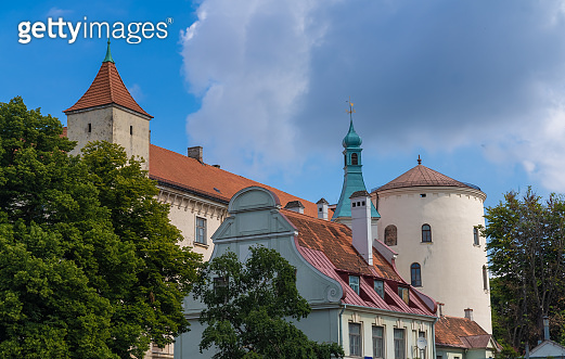The charming cathedral square in the old town of Riga, Latvia. Founded ...