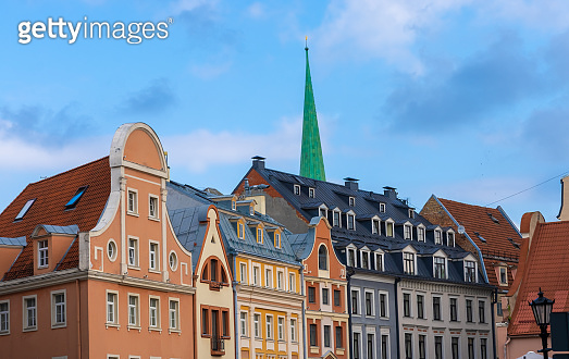 The charming cathedral square in the old town of Riga, Latvia. Founded ...