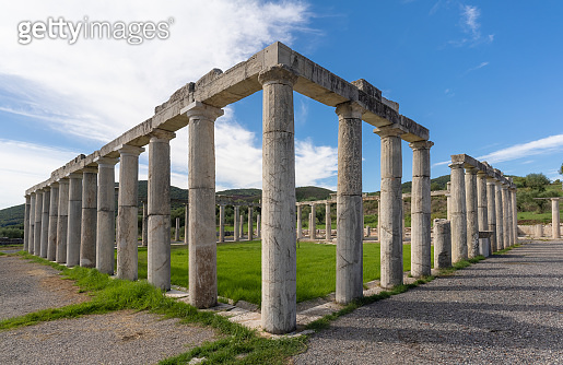 Ruins of the Palestra in the Ancient Messene archeological site ...