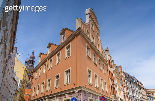 The charming streets of the old town of Riga, Ltvia. Founded in 1209 ...