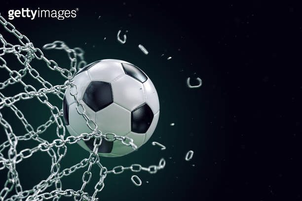 Soccer ball breaking metal net 이미지 (1257770872) - 게티이미지뱅크