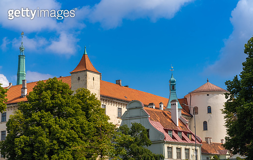 The charming cathedral square in the old town of Riga, Latvia. Founded ...