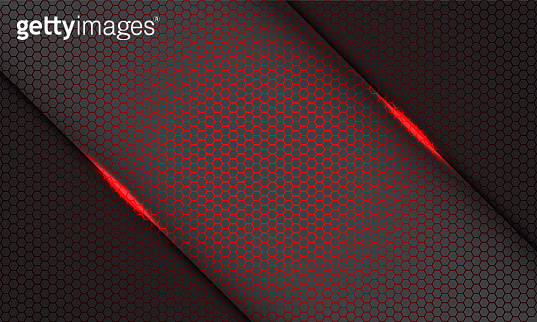 Abstract red hexagon mesh pattern light slash on grey on grey design ...