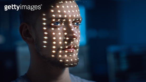 Handsome Young Caucasian Man is Identified by Biometric Facial ...