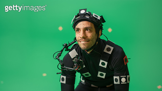 Actor Wearing Motion Caption Suit and Head Rig acts as an Animal or a ...