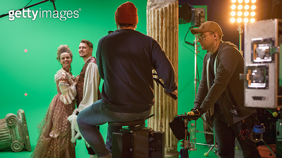 On Film Studio Set Shooting Historical Movie Green Screen Scene ...