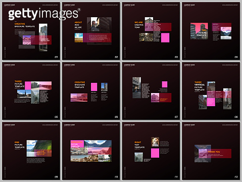 Minimal brochure templates with pink color rectangles, rectangular ...