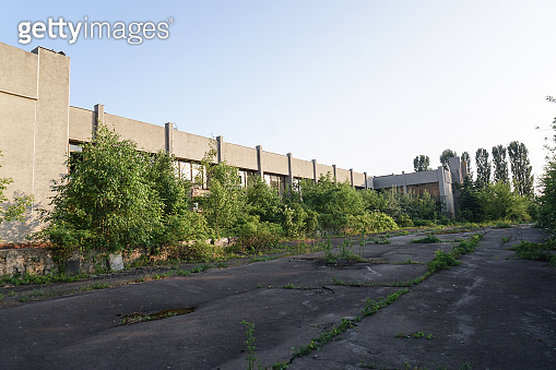 Ruins of abandoned buildings in 1986. Soviet architecture in Chernobyl ...