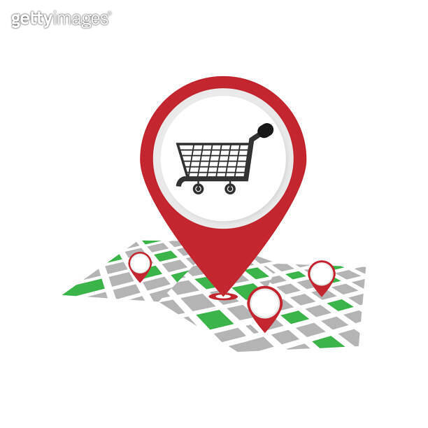 Shopping Cart Symbol With Navigation Location Map Pin Icon (1283503739 ...