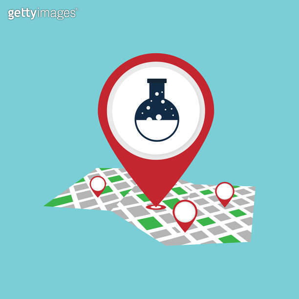 Chemical Laboratory Symbol With Navigation Location Map Pin Icon ...