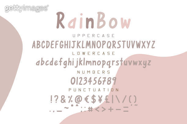 Rainbow font. Childish alphabet with uppercase, lowercase letters ...
