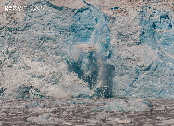 Ice Caving off the Face of Chenega Glacier, Nassau Fiord, Prince ...