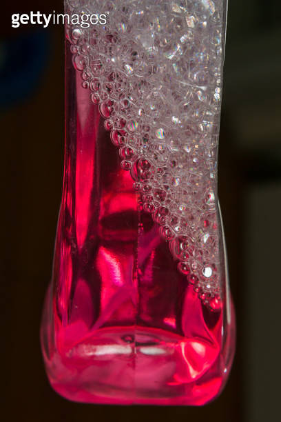 close-up photo of a pink liquid disinfectant Ecocid fresh prepared ...