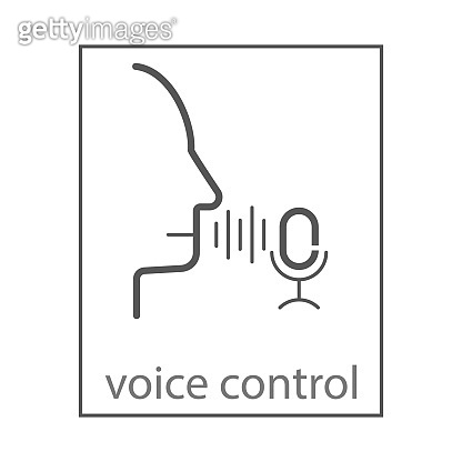 Voice identity vector line icon. Recognize audio system sign. Voiceover ...