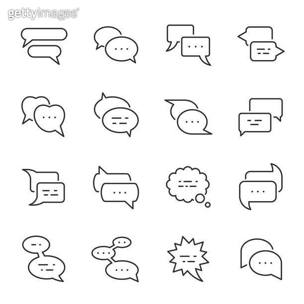 Speech balloon, icon set. Dialogue bubbles, various shapes, linear ...