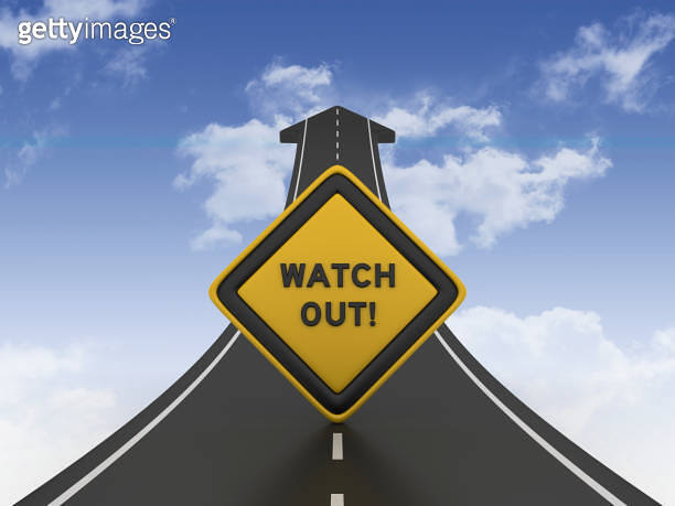 Road Arrow with WATCH OUT! Road Sign - 3D Rendering (1202748306) 일러스트 ...