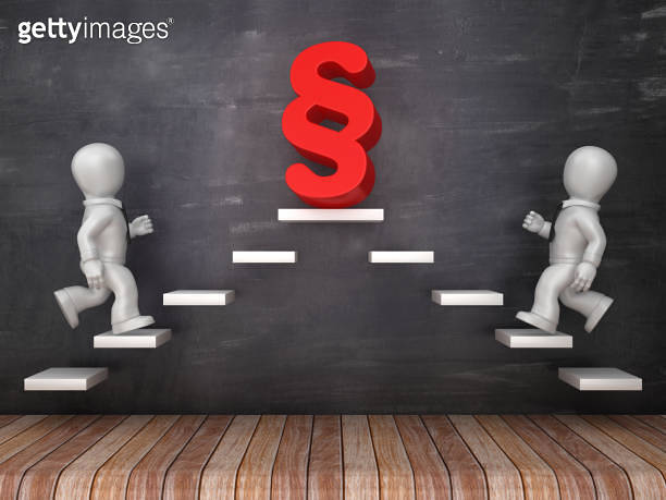 Business Characters on Steps with PARAGRAPH Symbol on Chalkboard - 3D ...