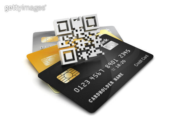 Credit Cards with QR Code - 3D Rendering (1214983868) 일러스트, 무료 일러스트 ...