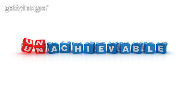 UNACHIEVABLE / ACHIEVABLE Buzzword Cubes - 3D Rendering 이미지 (1208808792 ...