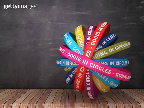 Circular Ribbons with GOING IN CIRCLES Phrase - 3D Rendering 이미지 ...