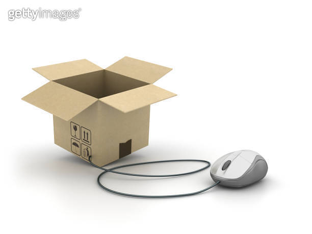 Cardboard Box with Computer Mouse - 3D Rendering (1216553136) 일러스트, 무료 ...