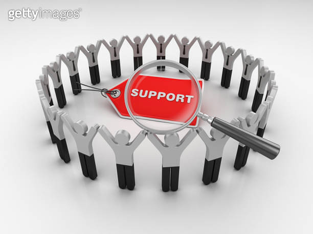 Pictogram Teamwork with SUPPORT Price Tag and Magnifying Glass - 3D ...