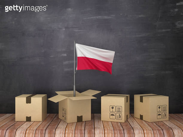 POLISH Flag in Cardboard Box on Chalkboard - 3D Rendering 이미지 ...