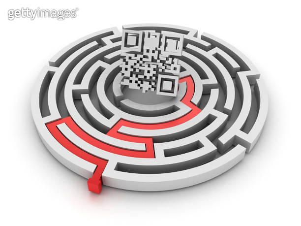 Circular Maze with QR Code - 3D Rendering (1197331594) - 게티이미지뱅크