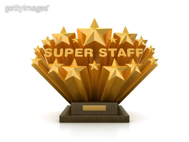Gold Stars with SUPER STAFF Phrase on Trophy - 3D Rendering (1205800718 ...