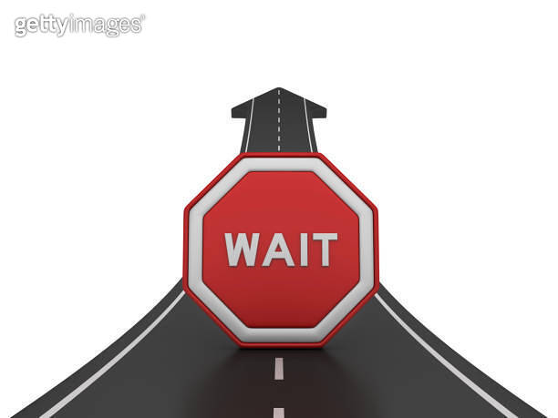 Road Arrow with WAIT Road Sign - 3D Rendering 이미지 (1207128297) - 게티이미지뱅크