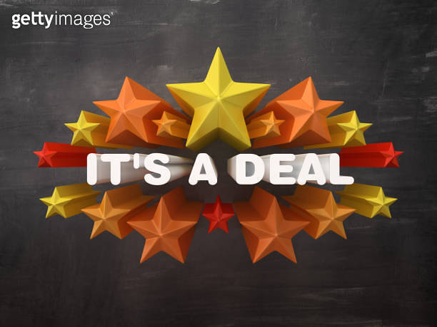 Colorful Stars with IT'S A DEAL Phrase on Chalkboard Background - 3D ...