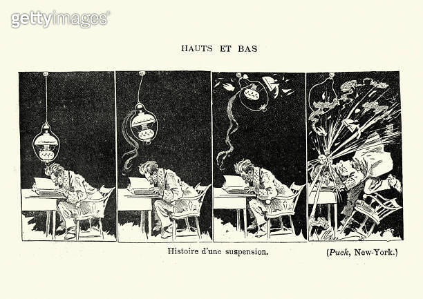 Victorian cartoon, Misfortune while reading, 19th Century (1277213076 ...