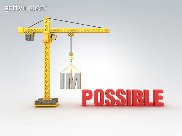 Tower Crane with IMPOSSIBLE/POSSIBLE Words - 3D Rendering 이미지 ...
